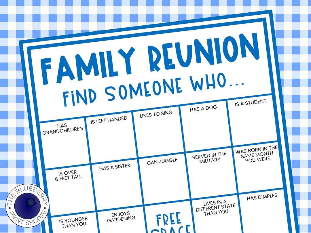 Family Reunion Game | Find Someone Who | Find the Guest | Family ...