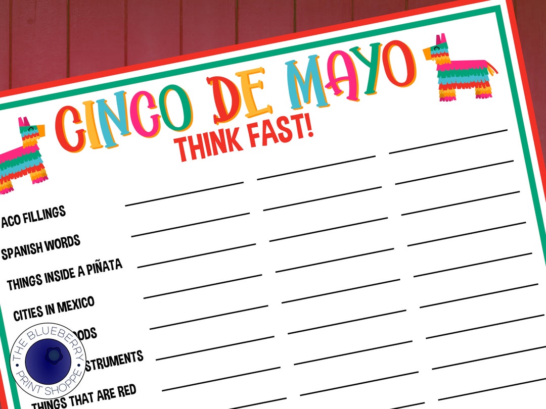 Cinco De Mayo Think Fast! Game | Fiesta Game | Cinco De Mayo Word Game ...
