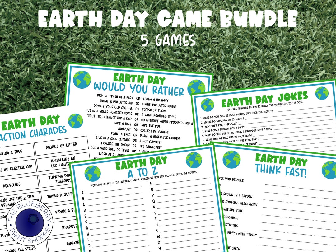 Earth Day Printable Game Bundle 5 Fun Games Jokes Would You Rather ...