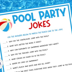 Pool Party Jokes | Pool Party Activity | Swimming Riddles | Pool Party ...