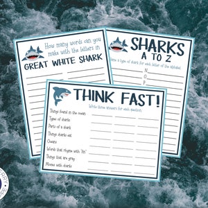 Shark Games for Kids | 7 Game Bundle | Fun Shark Theme Birthday Party ...