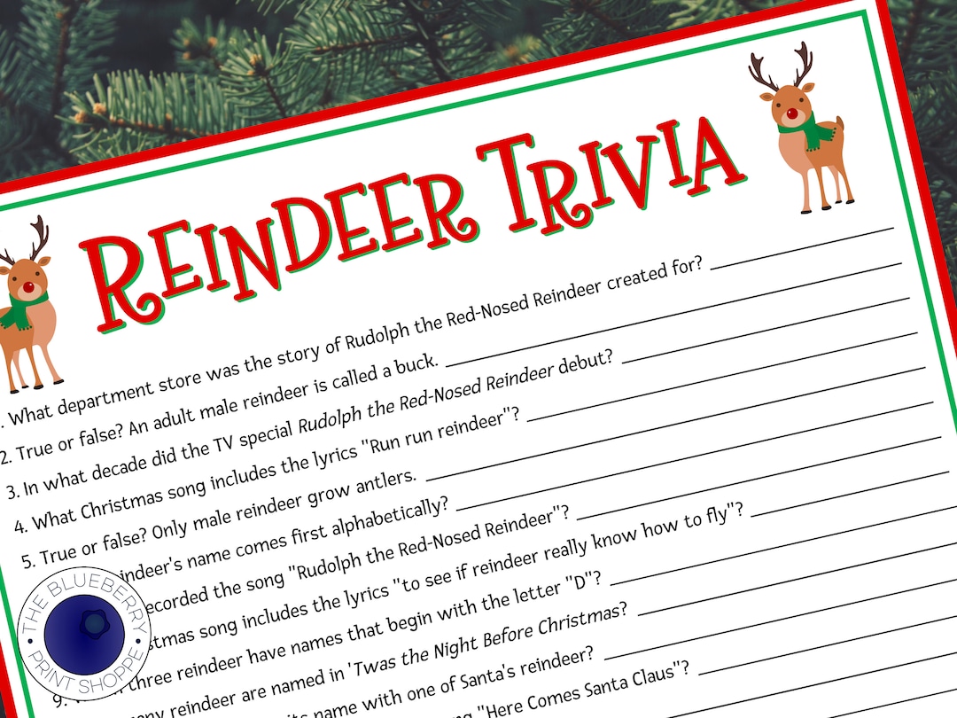 Reindeer Trivia Game | Christmas Trivia | Reindeer Game | Holiday Party ...