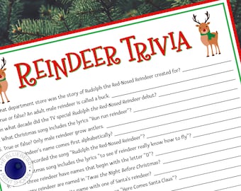 Reindeer Trivia Game Reindeer Game Christmas Game Christmas Party Game ...