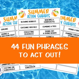 Summer Charades | 44 Fun Phrases to Act Out | Printable Summer Game ...