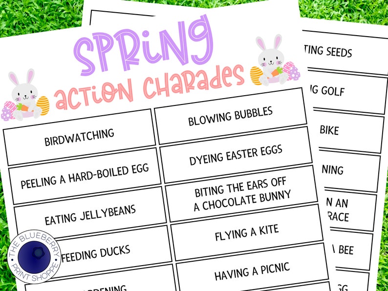 Easter Game Charades Pictionary Spring Game Action - Etsy