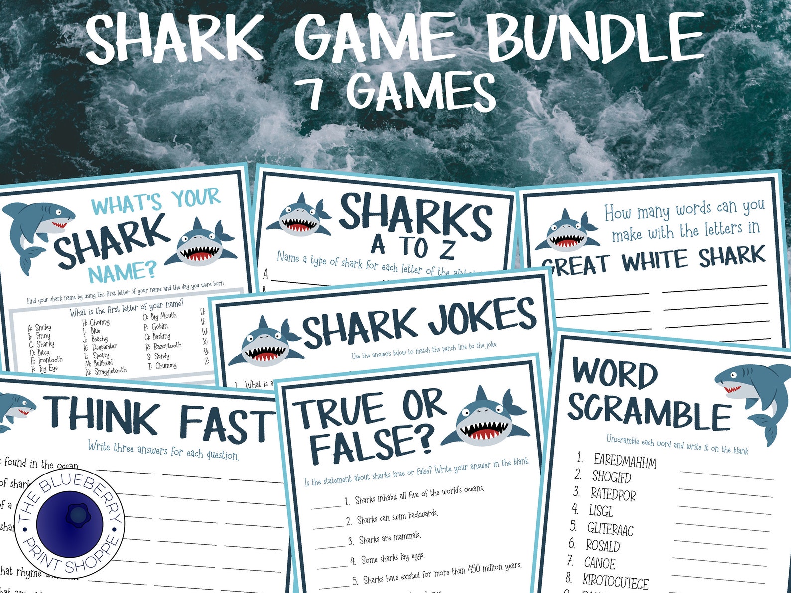 Shark Games for Kids 7 Game Bundle Fun Shark Theme - Etsy