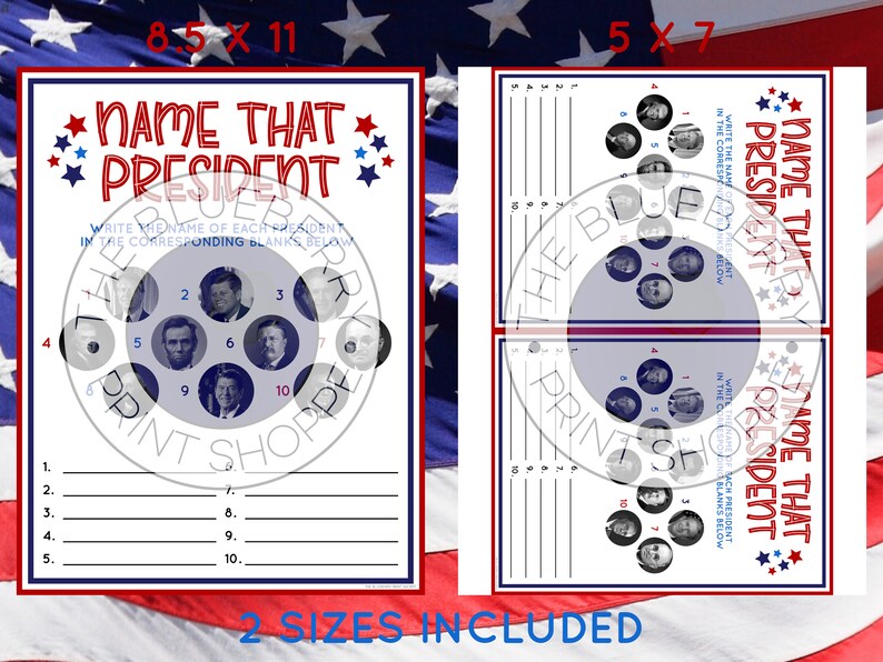 Name That President 4th of July Party Game Independence Day - Etsy