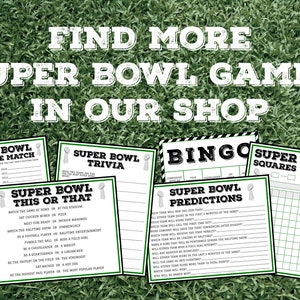 Football Printable Game Football Party Game Super Bowl | Etsy