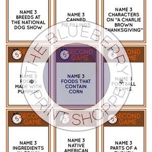 Thanksgiving Game | 5 Second Game | Name 3 Game | Friendsgiving ...
