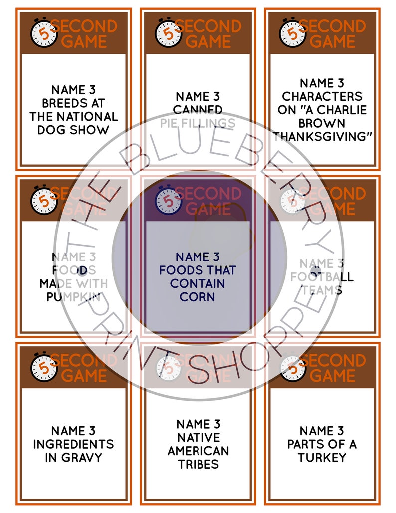 Thanksgiving Game | 5 Second Game | Name 3 Game | Friendsgiving ...