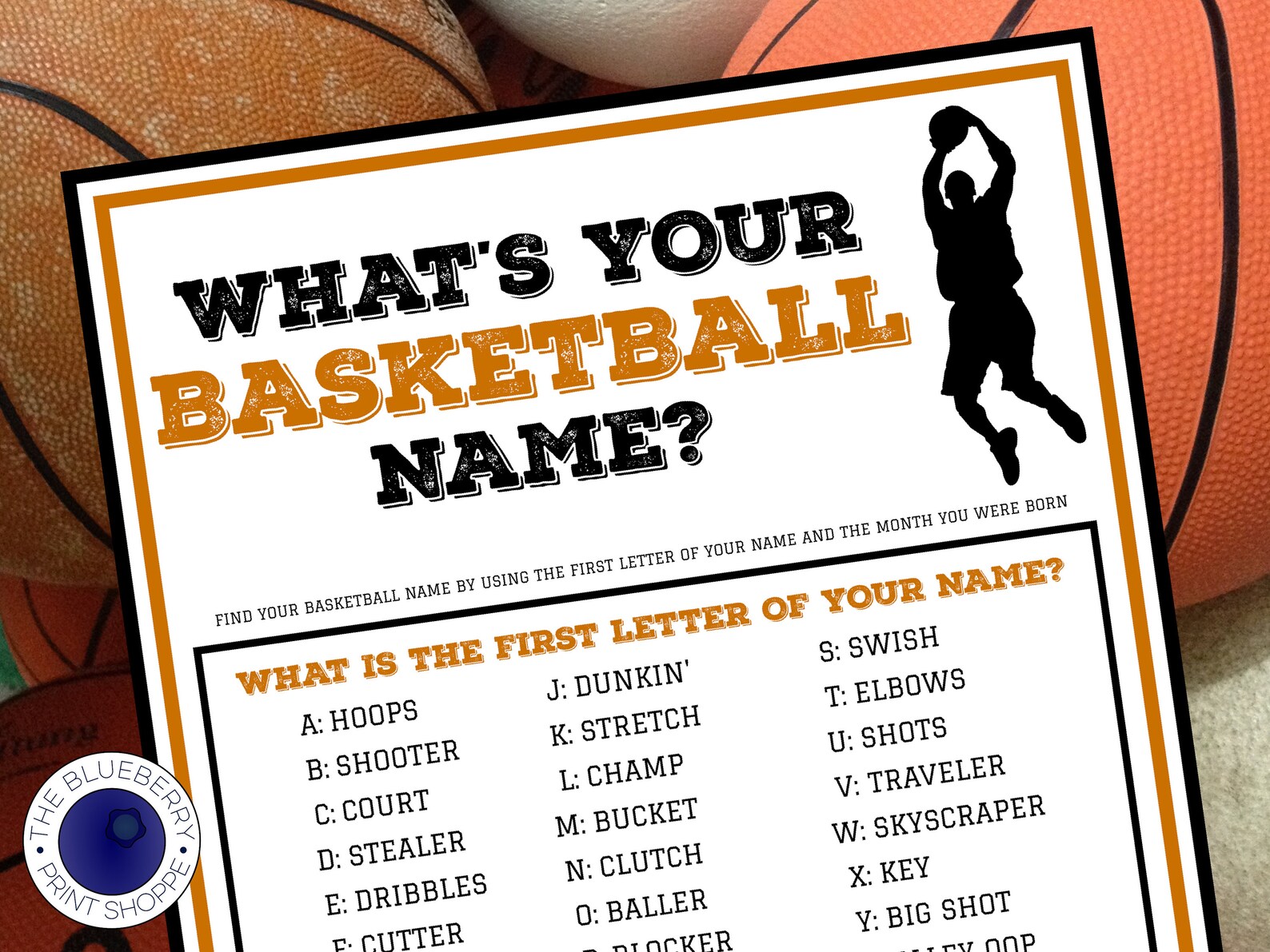 Basketball Game What's Your Basketball Name Game WITH NAMETAGS SIGN ...