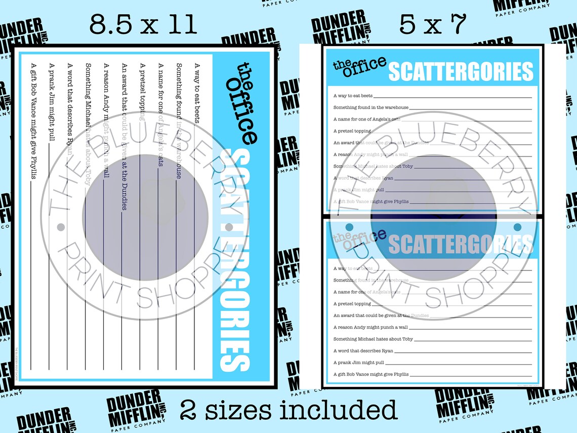 The Office Scattergories Game 20 Questions 2 Games With 10 - Etsy