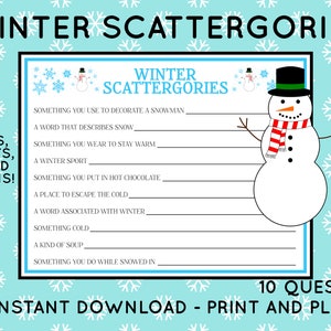 Winter Scattergories PRINTABLE Holiday Party Game - Etsy
