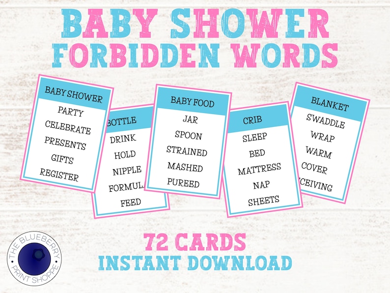 Baby Shower Forbidden Words | Baby Shower Game | Gender Reveal Party ...