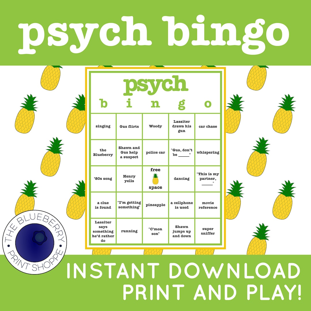 Psych Bingo | 10 Cards | Party Game | Bingo Cards | Psych Fans | Psych ...