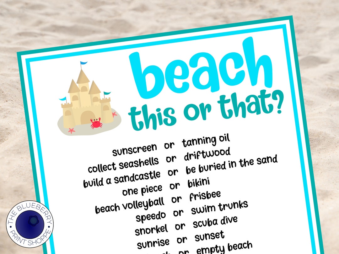 Beach This or That? | Beach Party Game | Beach Bash | Beach Theme ...