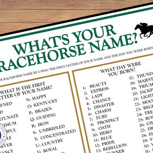 What's Your Racehorse Name Game WITH NAMETAGS & SIGN | Belmont Stakes ...