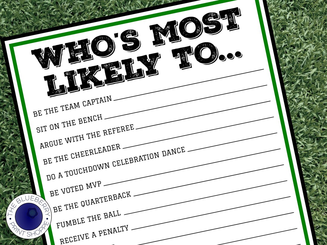 Super Bowl Game | Who's Most Likely To... | Super Bowl Party Game ...
