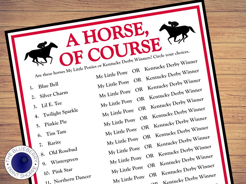 Kentucky Derby Party Game Derby Winner or My Little Pony - Etsy