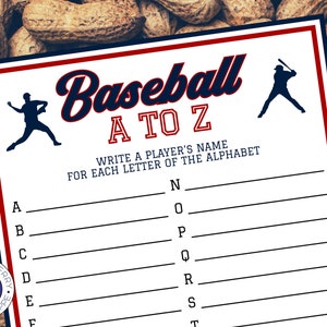 Baseball A to Z Game | Baseball Theme Party Activity | Printable - Etsy