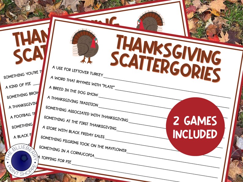 Thanksgiving Scattergories TWO GAMES Thanksgiving Game - Etsy