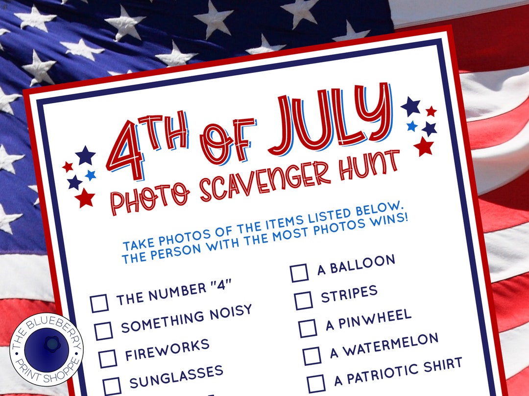 4th of July Photo Scavenger Hunt | Fourth of July Party Game ...