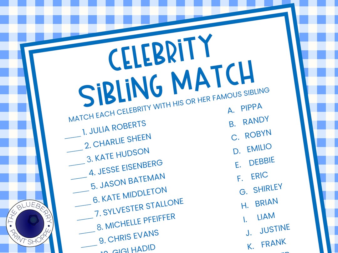 Celebrity Sibling Match Game | Family Reunion Game | Fun Game for Baby ...