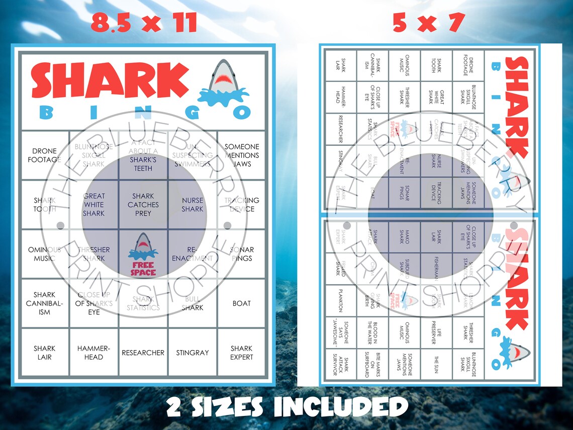 Shark Week Bingo Game 10 Bingo Cards Play While Watching - Etsy