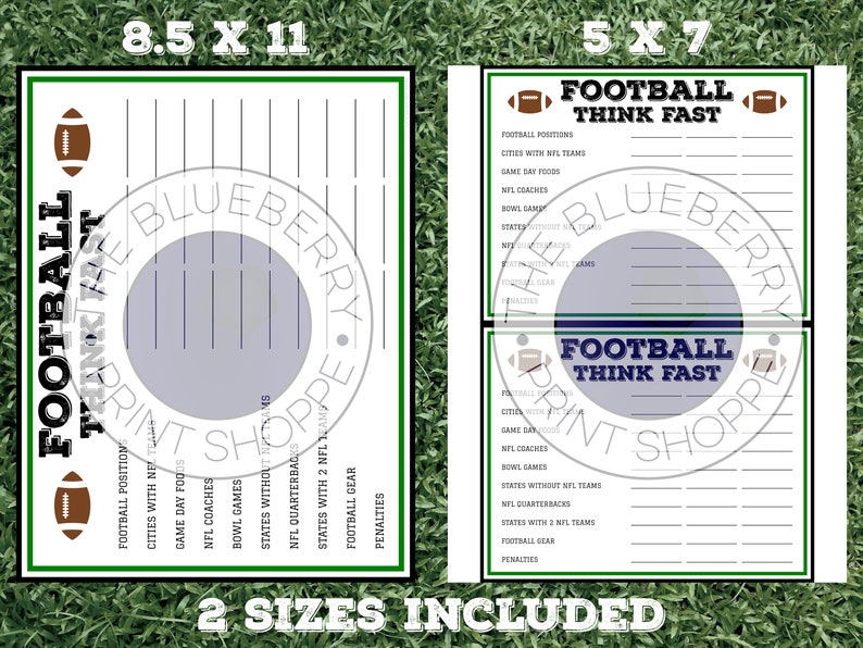 Football Game | Think Fast | Football Party Game | Printable Football ...