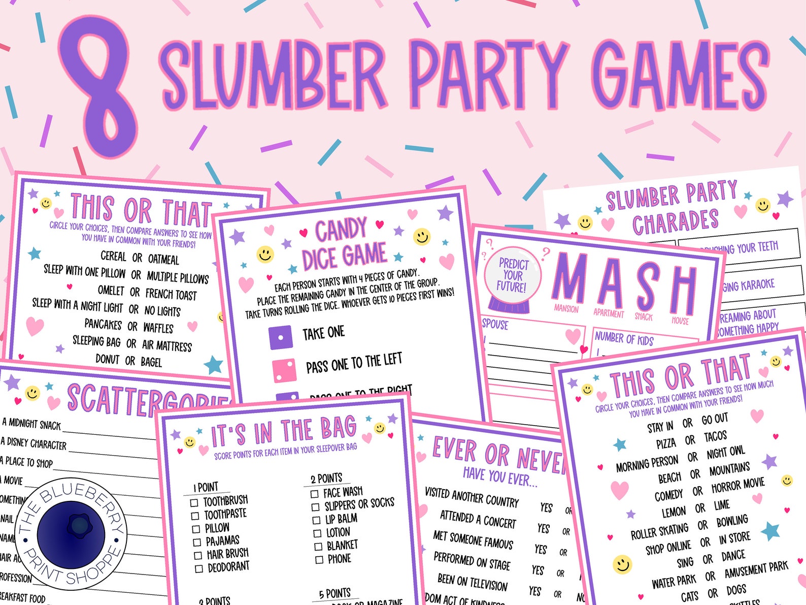 Slumber Party Games Teen Girls Sleepover Games 8 Slumber - Etsy