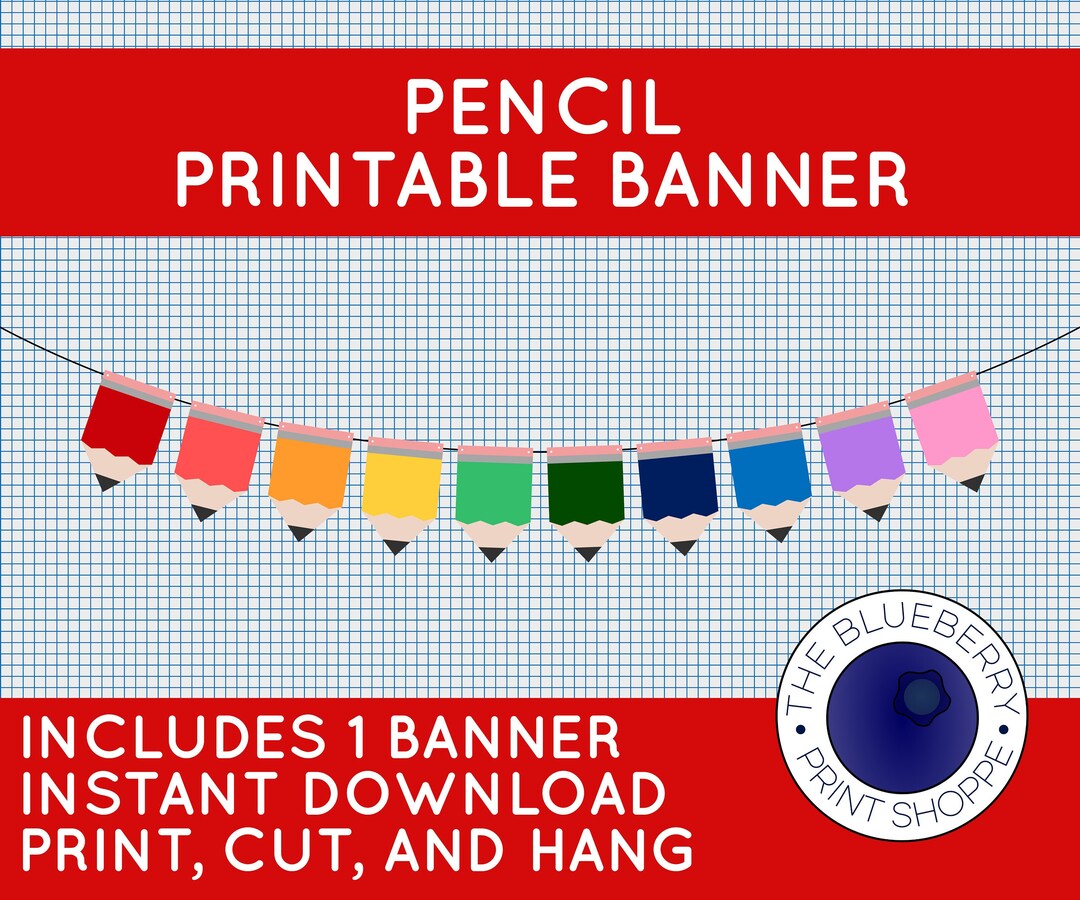 Pencil Banner | First Day of School | Digital Download | Printable ...