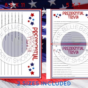 4th of July Presidential Trivia Game Fourth of July Independence Day ...