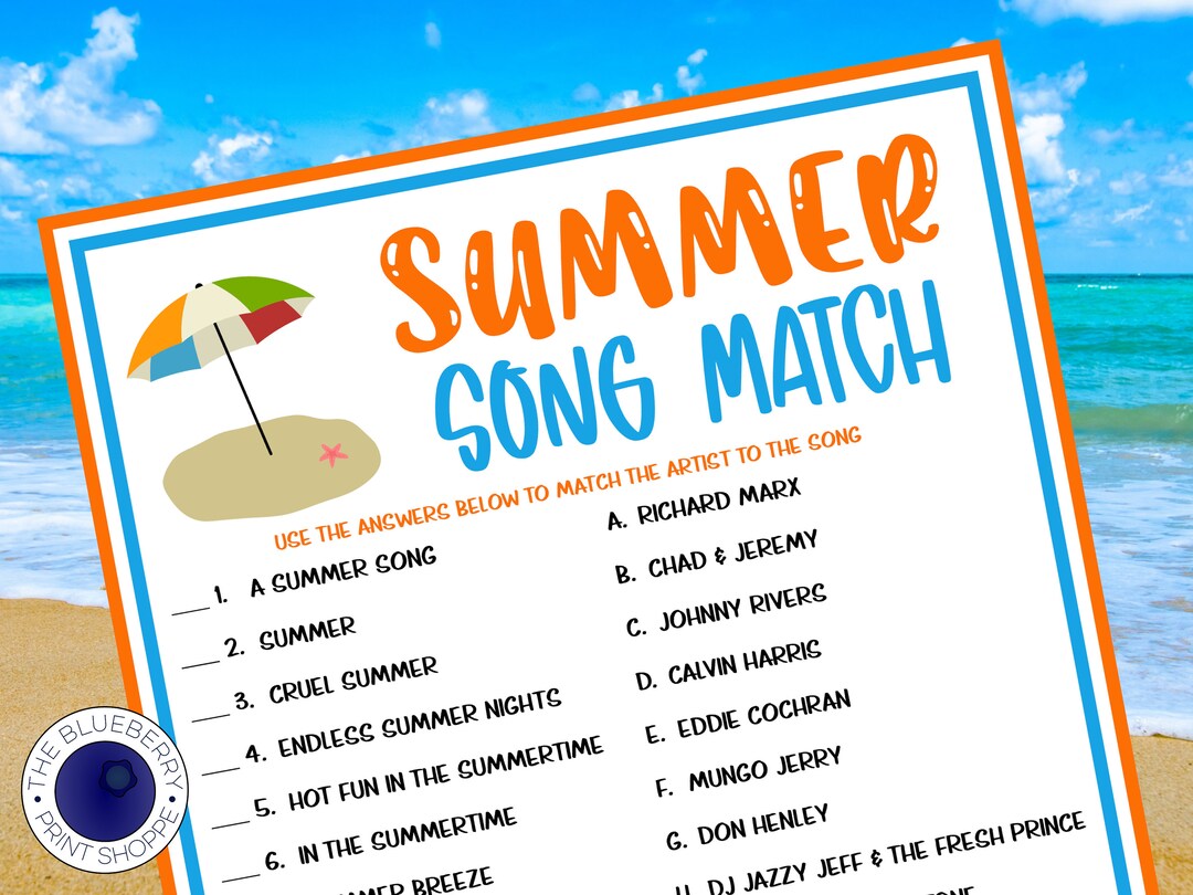 Summer Song Match Game Printable - Etsy