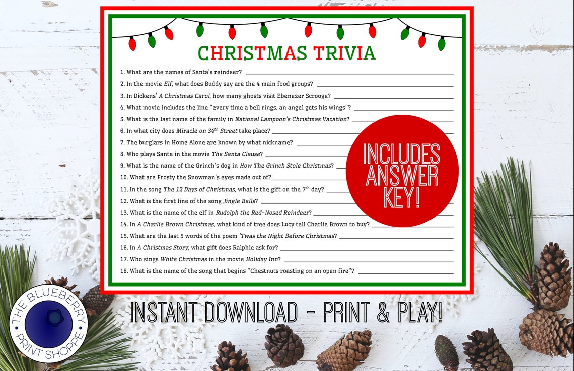 Christmas Trivia Holiday Party Game Christmas Party Game | Etsy