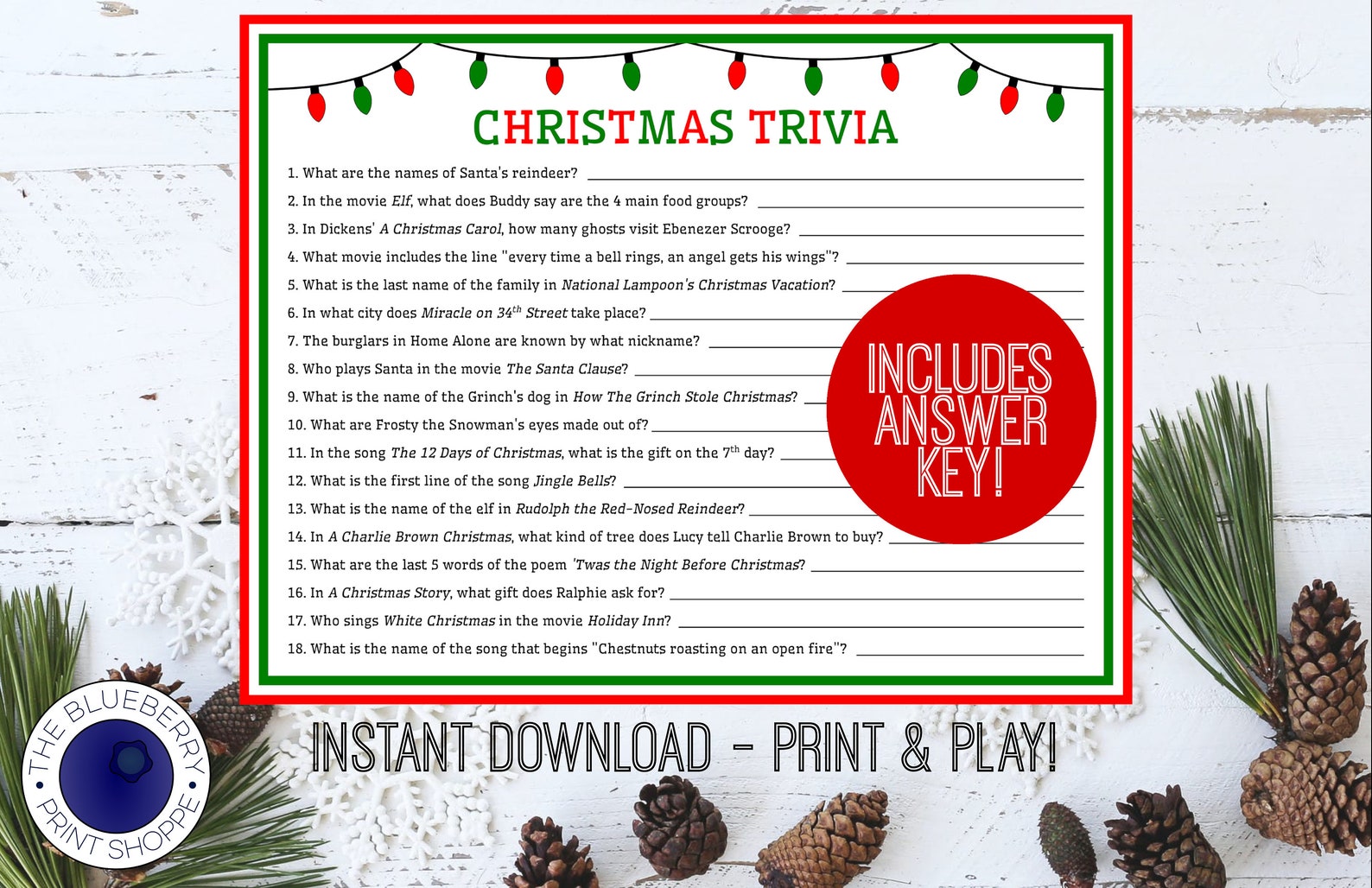 Christmas Trivia Holiday Party Game Christmas Party Game | Etsy