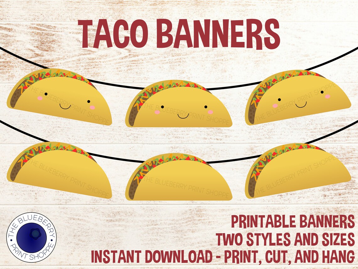 Taco Banners Printable Taco Bar Taco Party Decoration - Etsy