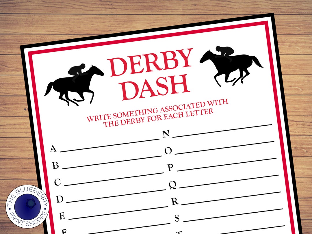 Kentucky Derby Party Game Derby Dash Derby A to Z Fun Derby Game for ...