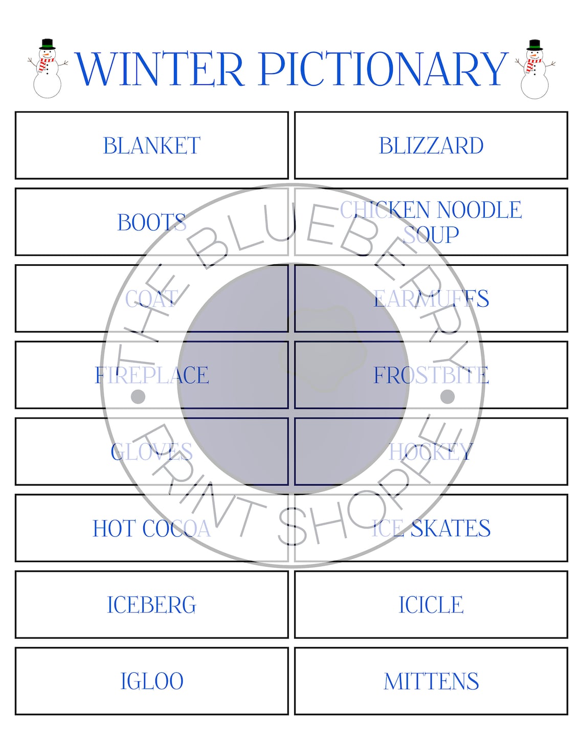 Winter Pictionary Charades Classroom Game Snow Day - Etsy