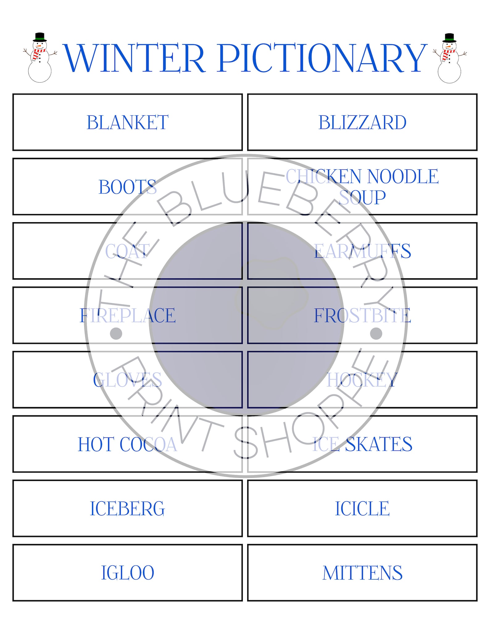 Winter Pictionary Charades Classroom Game Snow Day - Etsy