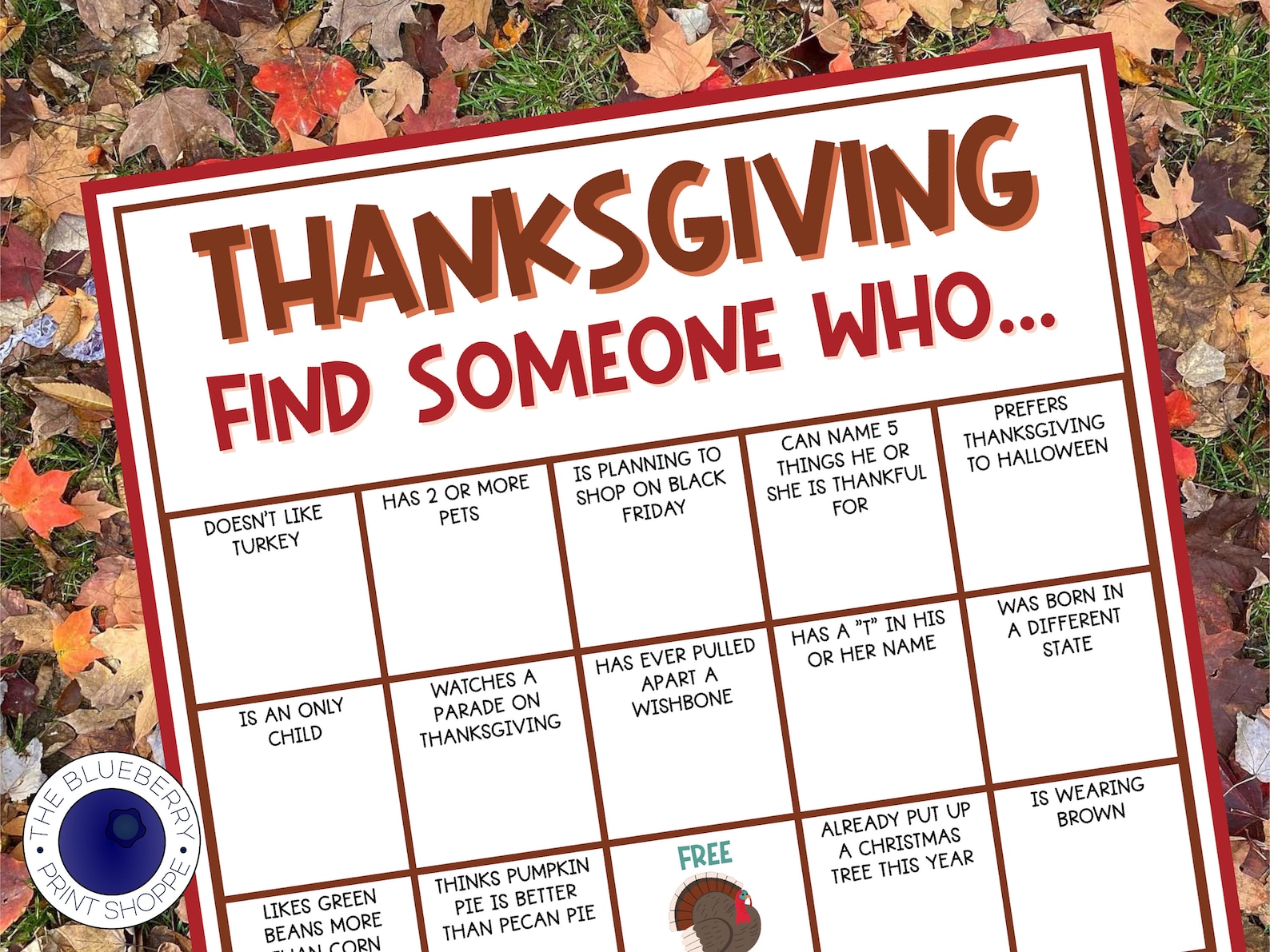 Thanksgiving Find Someone Who | Friendsgiving | Office Party Game ...
