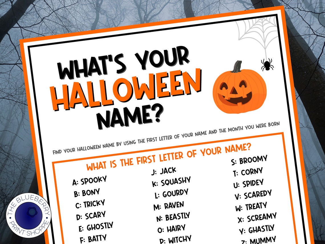 What's Your Halloween Name Game WITH NAMETAGS & SIGN | Halloween Party ...