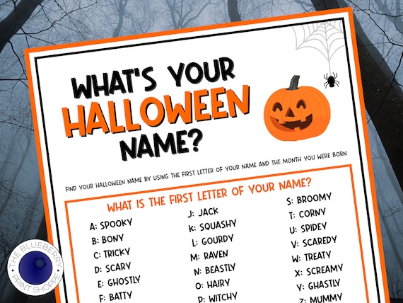 What's Your Halloween Name Game WITH NAMETAGS & SIGN - Etsy