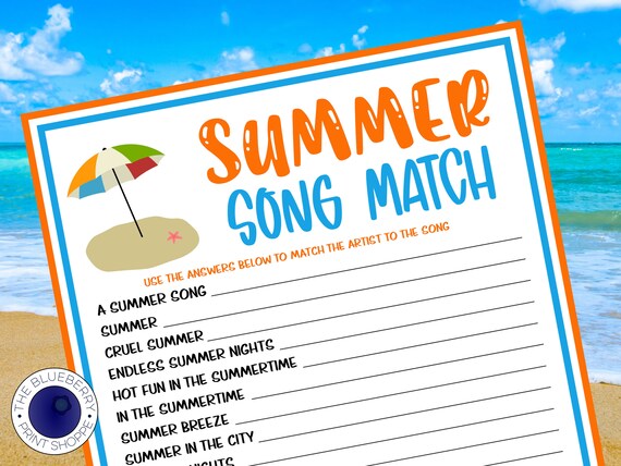 Summer Song Match Game Printable | Etsy