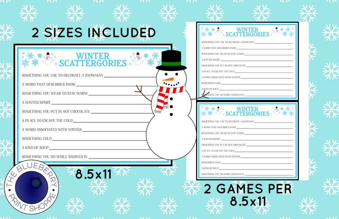Winter Scattergories PRINTABLE Holiday Party Game - Etsy