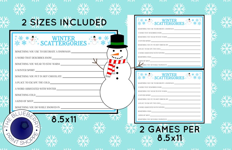Winter Scattergories PRINTABLE Holiday Party Game - Etsy
