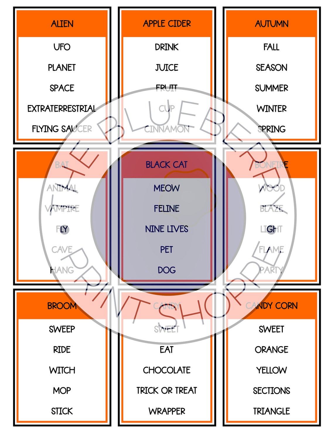 Halloween Taboo 108 Cards Halloween Forbidden Words Game - Etsy