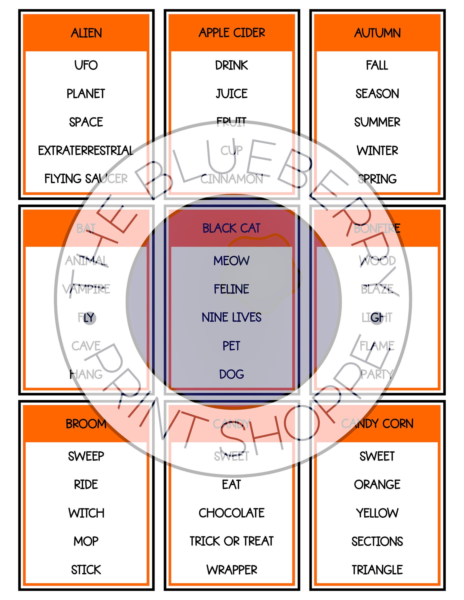 Halloween Taboo | 108 Cards | Halloween Forbidden Words Game ...