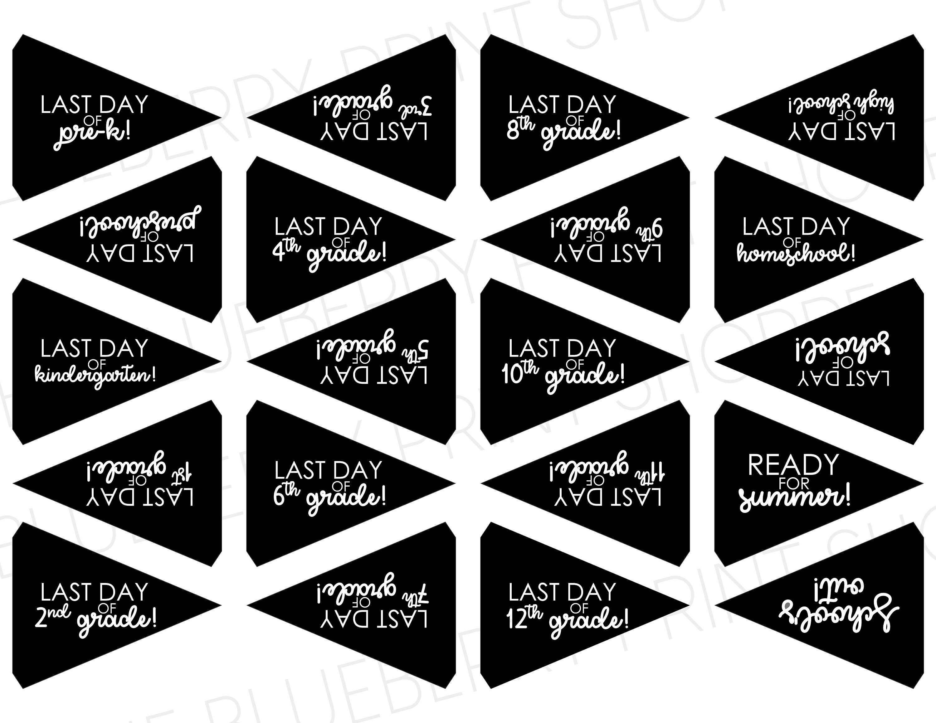 Last Day of School Flag Bundle Printable - Etsy