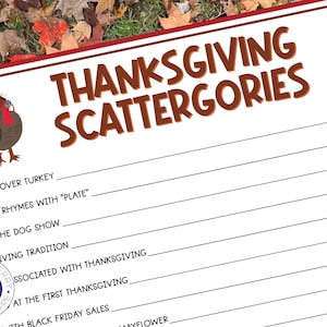 Thanksgiving Scattergories | TWO GAMES | Thanksgiving Game | Classroom ...