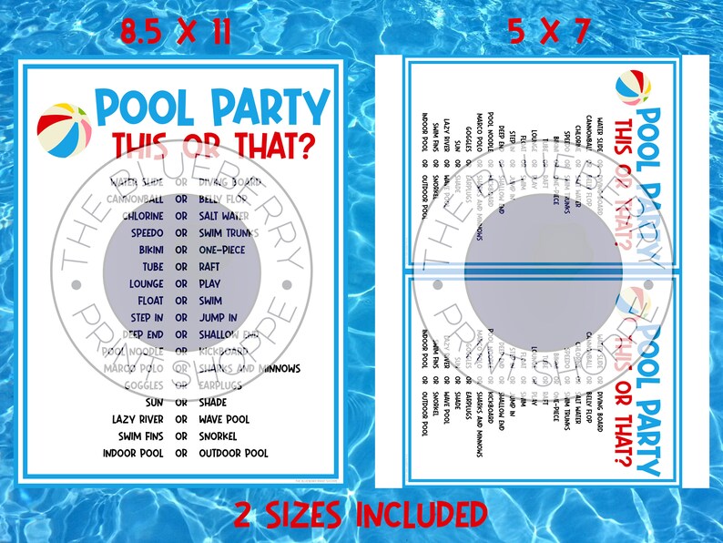 Pool Party This or That Pool Party Game Splash Bash Pool Party Theme ...